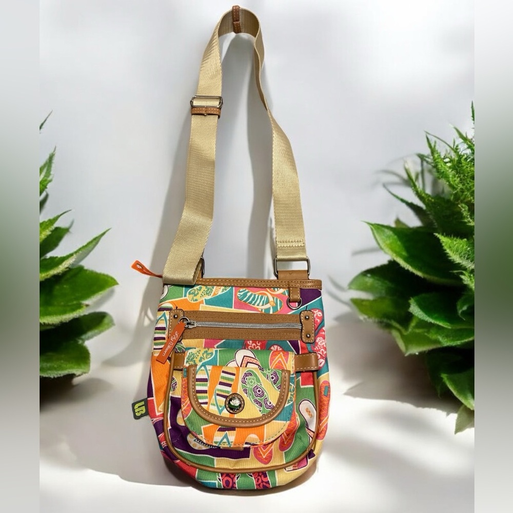 Lily Bloom Multi-Colored Flip Flop Print Crossbody - Gem